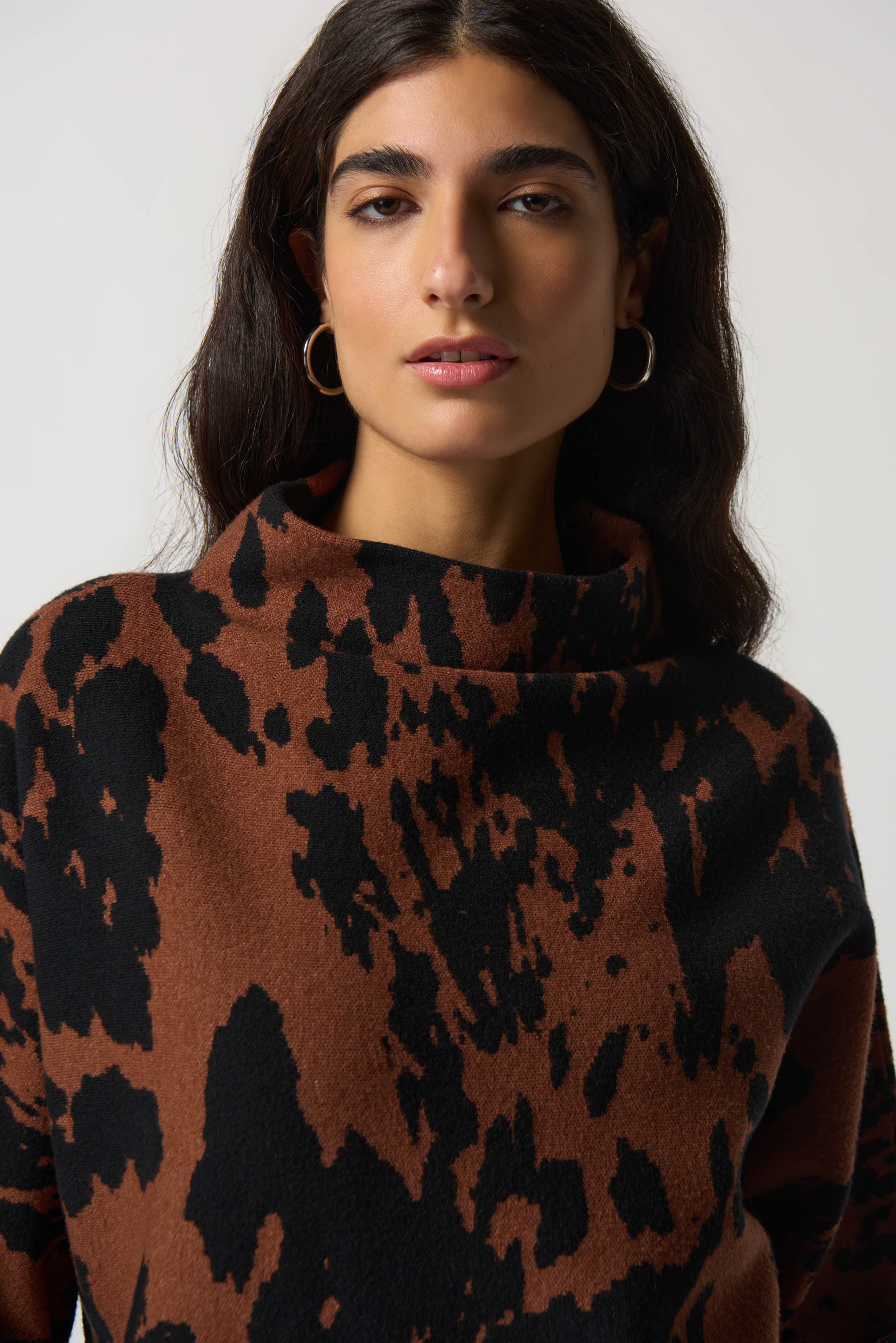 Joseph Ribkoff Rust Leopard Print 3/4 Sleeve Top – Elaine Plus Sizes