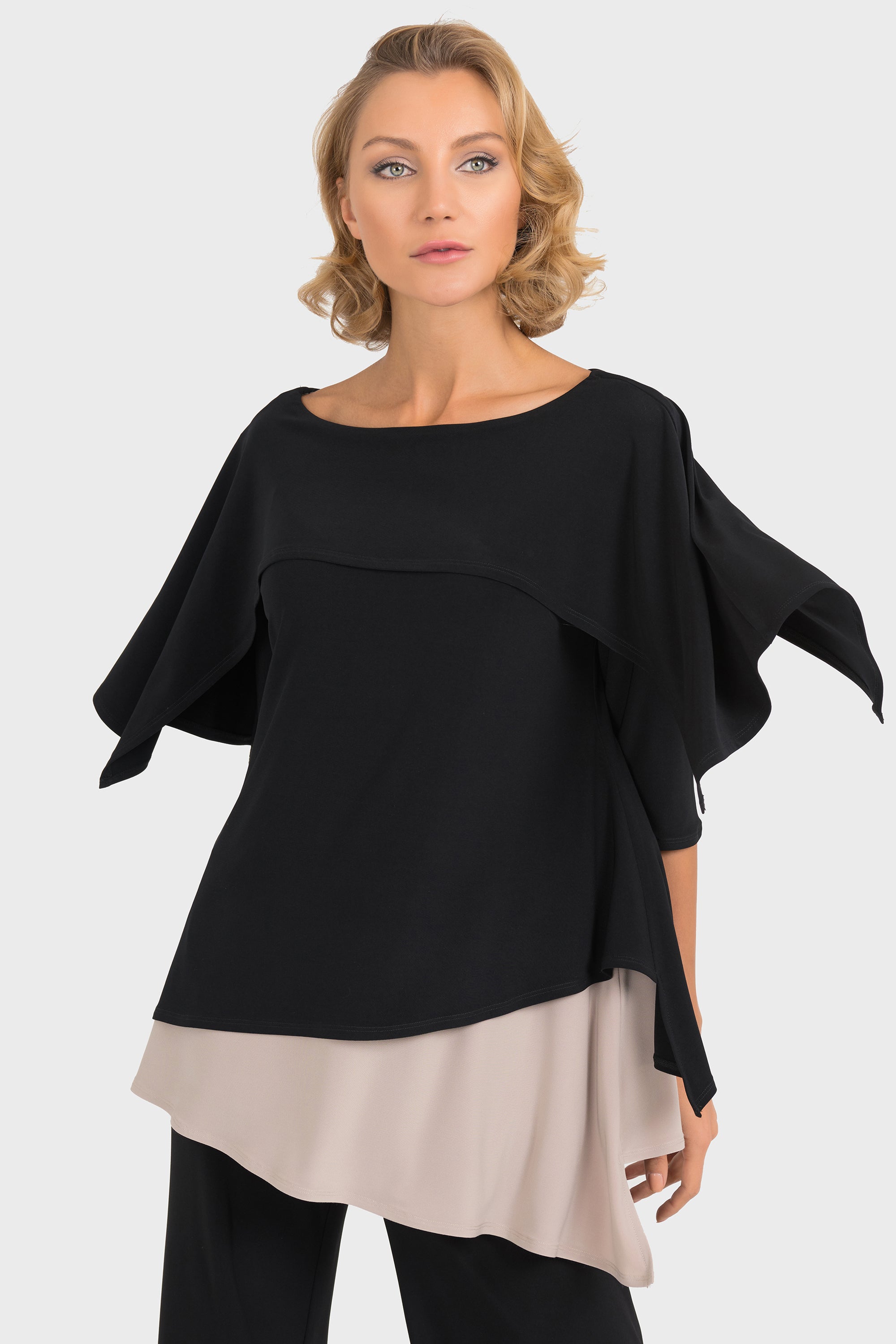 Joseph Ribkoff Black & Beige Top Size 16 & 20 – Elaine Plus Sizes